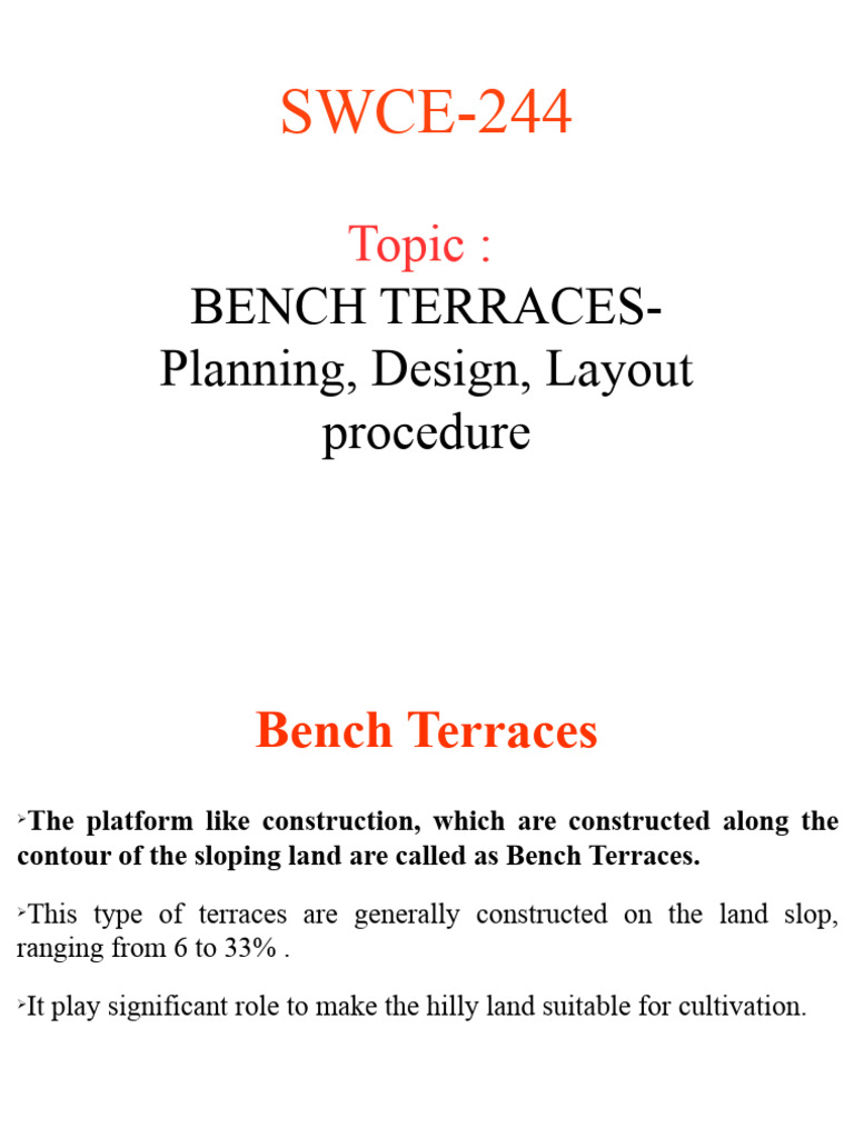 Bench Terraces | PDF | Surface Runoff | Soil