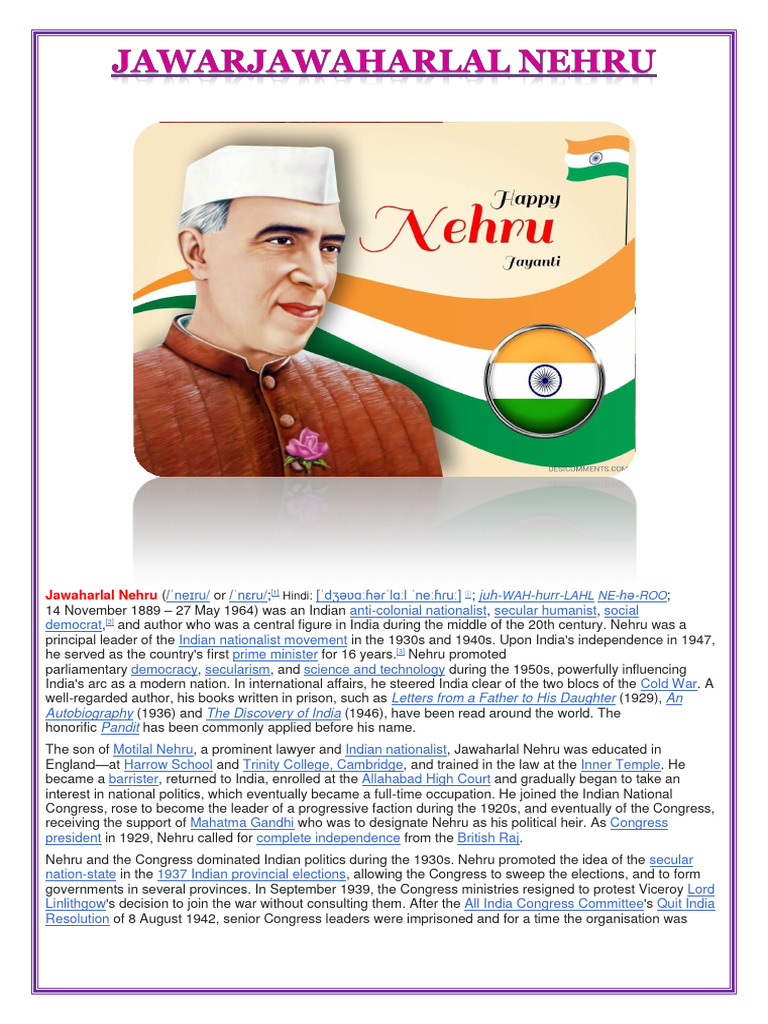 Jawaharlal Nehru: Life and Legacy | PDF | Jawaharlal Nehru | Muhammad ...