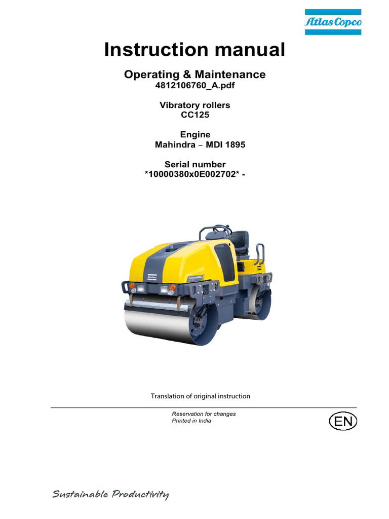 BBR Atlas Copco (CC125) Operation & Maintenance Manual | PDF | Manual ...