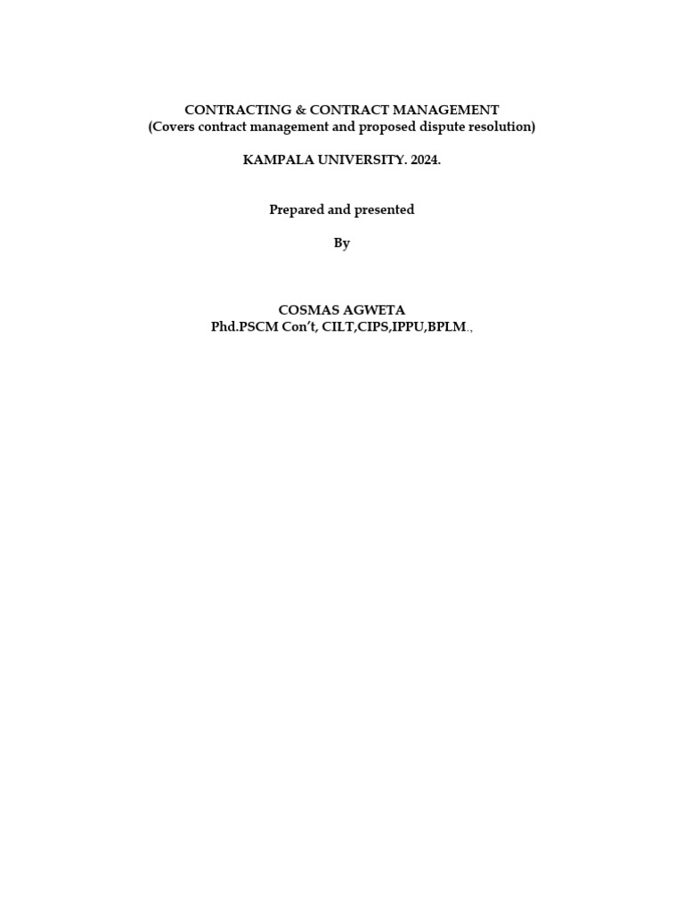 PROCUREMENT CONTRACT MANAGEMENT | PDF | Arbitration | Procurement