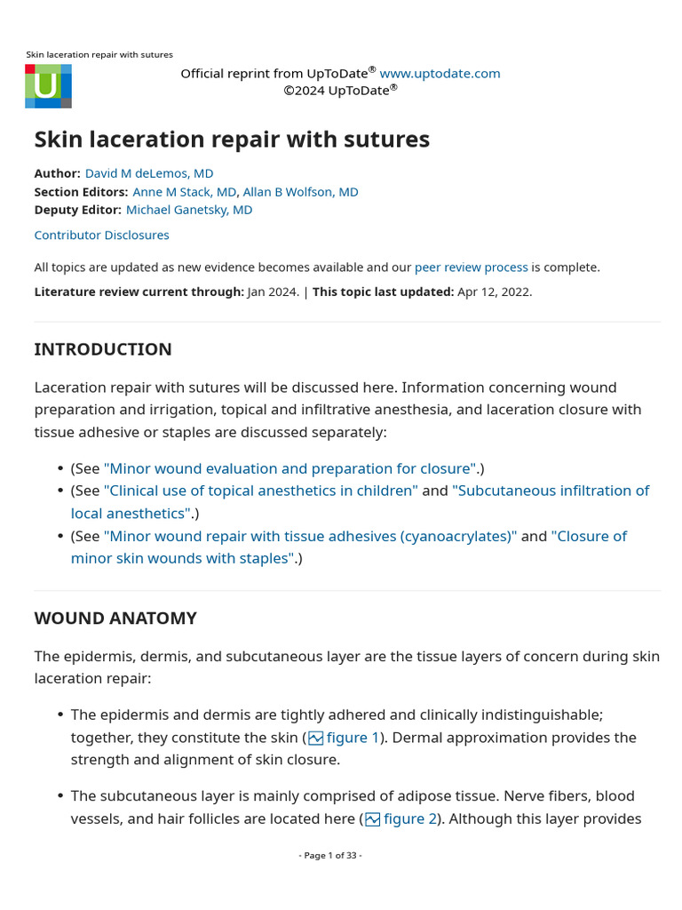 Skin Laceration Repair With Sutures | PDF | Surgical Suture | Wound
