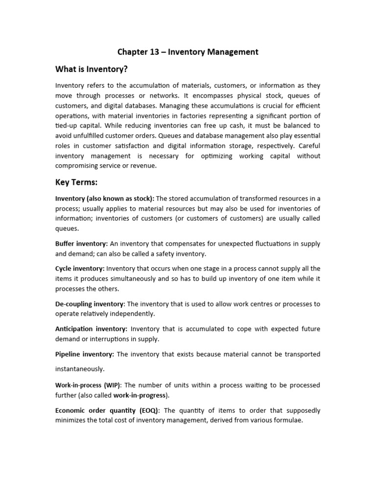 Chapter 13 Inventory Management | PDF | Inventory | Cost