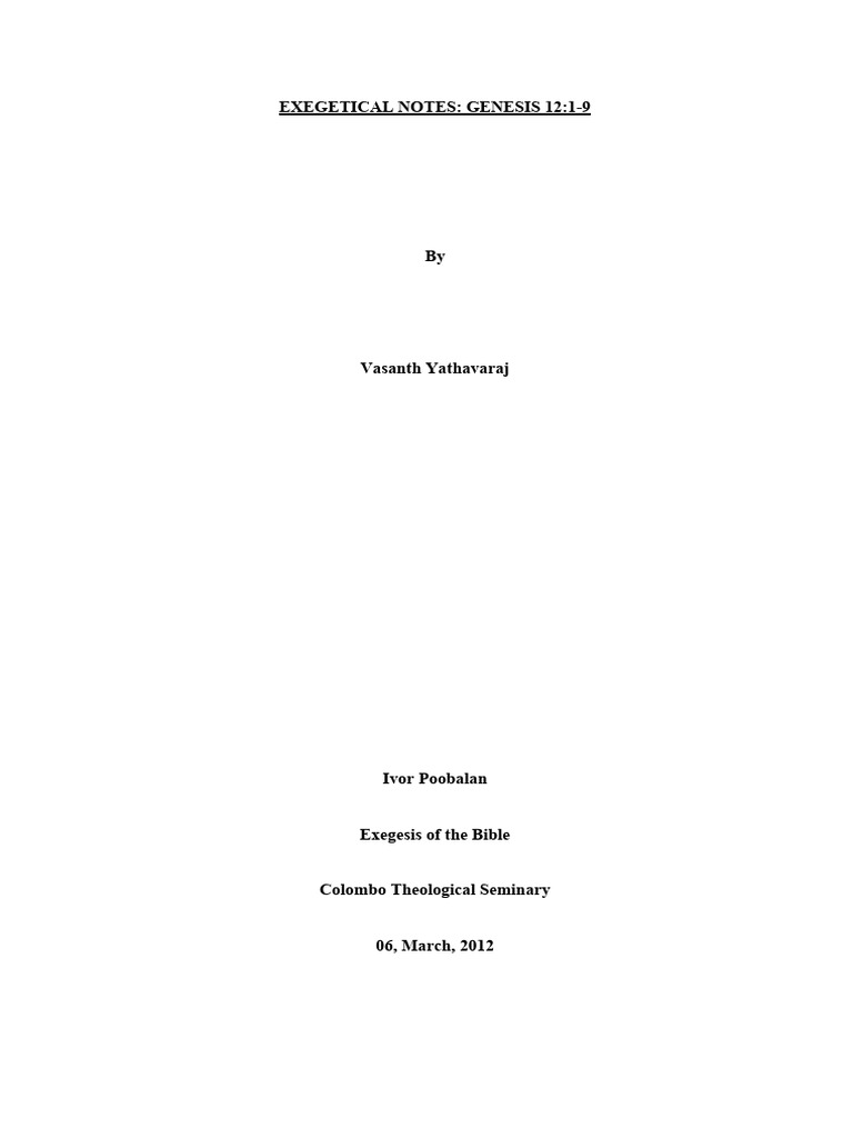 Exegetical Notes - Genesis 12-1-9 | PDF | Book Of Genesis | Canaan