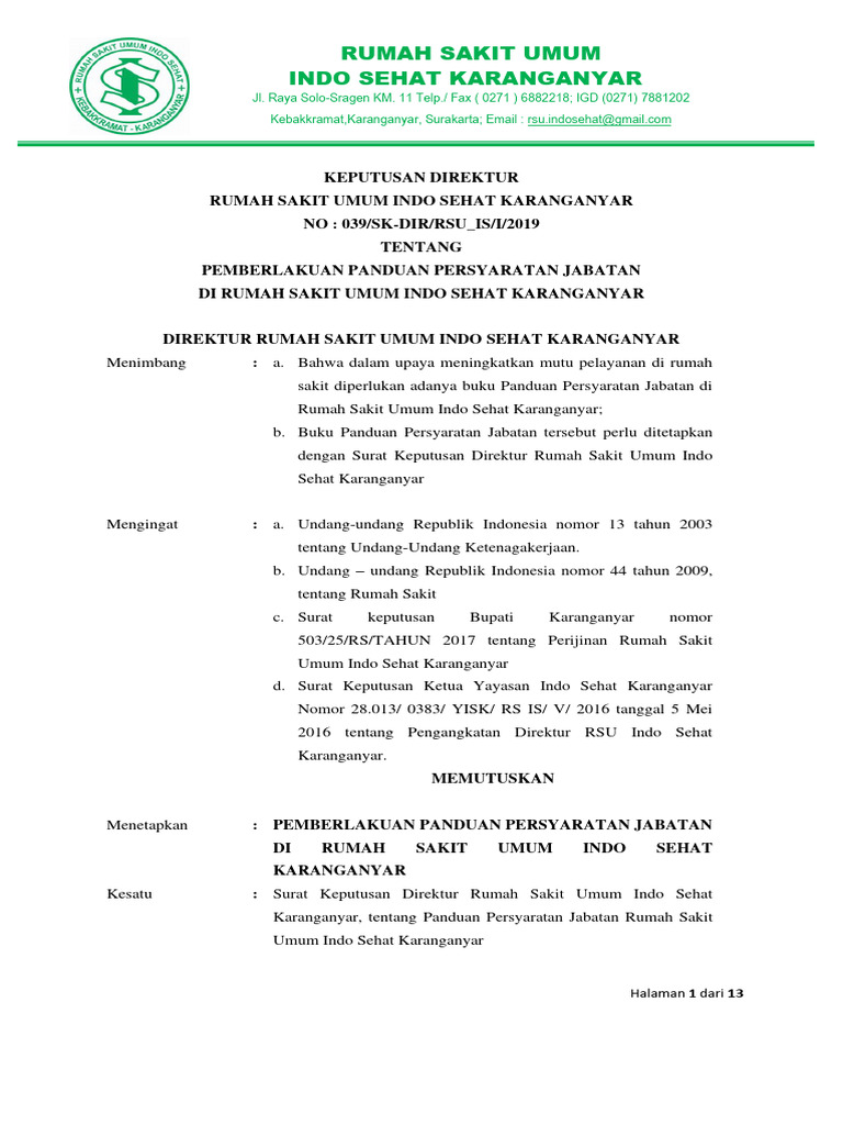 KPS 1.1. A SK PANDUAN PERSYARATAN JABATAN | PDF