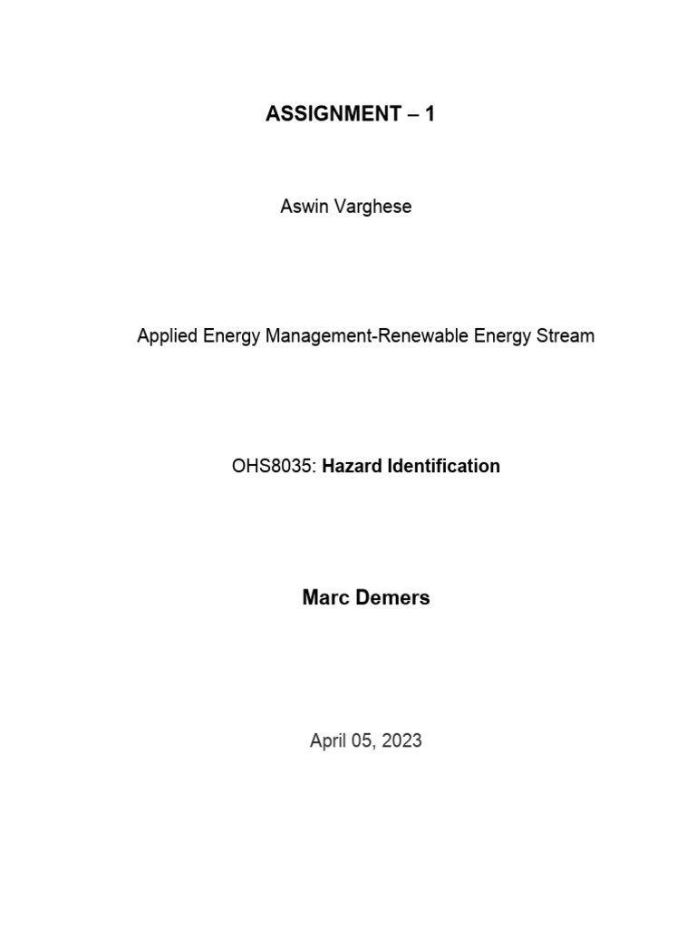 Asignment 1 | PDF | Safety | Occupational Safety And Health