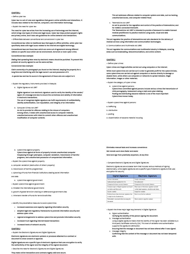 Short Notes Cyber Law | PDF | Security | Computer Security