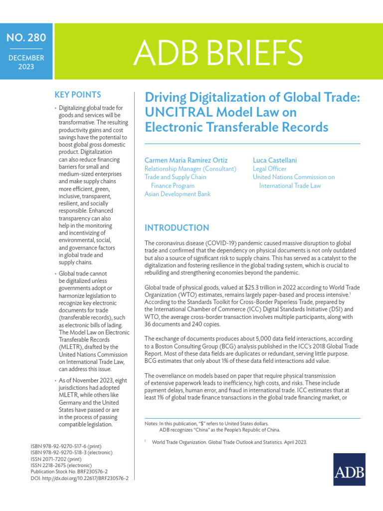 Driving Digitalization Of Global Trade Pdf Letter Of Credit
