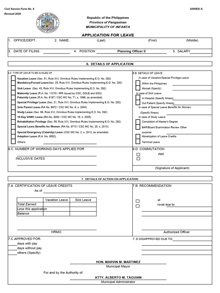 Leave Form New | PDF | Parental Leave | Sick Leave