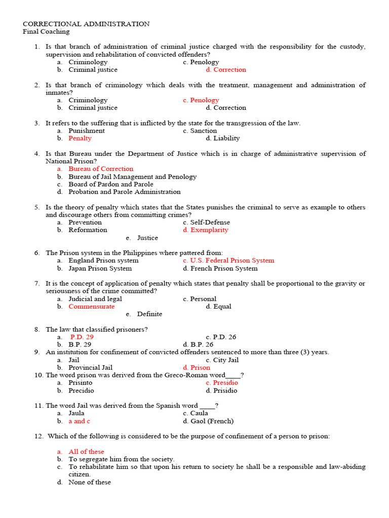 Correctional Administration Final Coaching | PDF | Probation | Parole