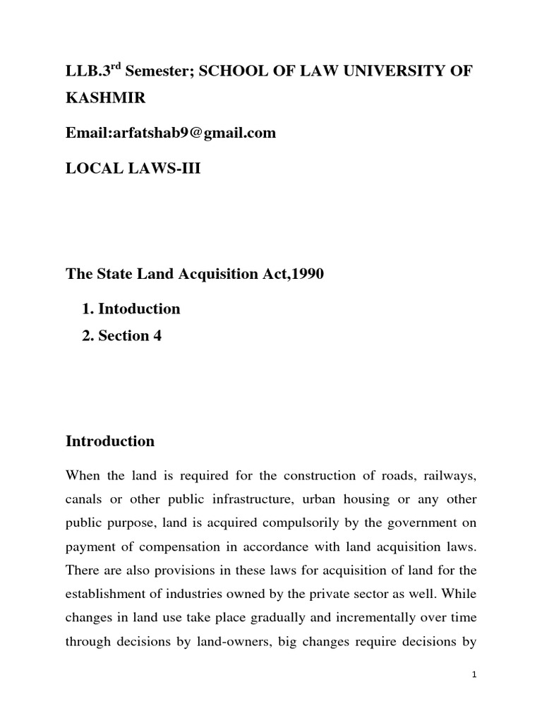 Overview of Land Acquisition Laws in J&K | PDF | Eminent Domain | Justice