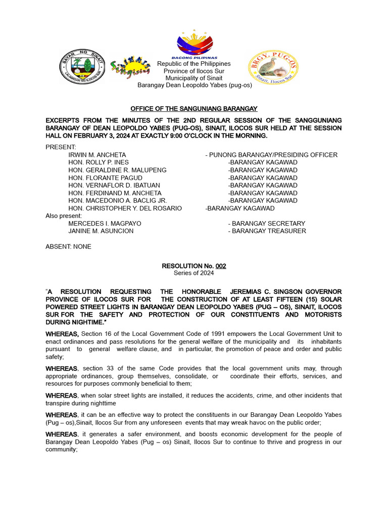 Resolution On Street Lights | PDF | Government