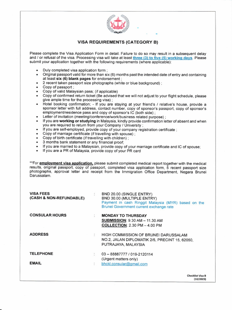 Brunei Visa Form From Malaysia | PDF | Travel Visa | Passport