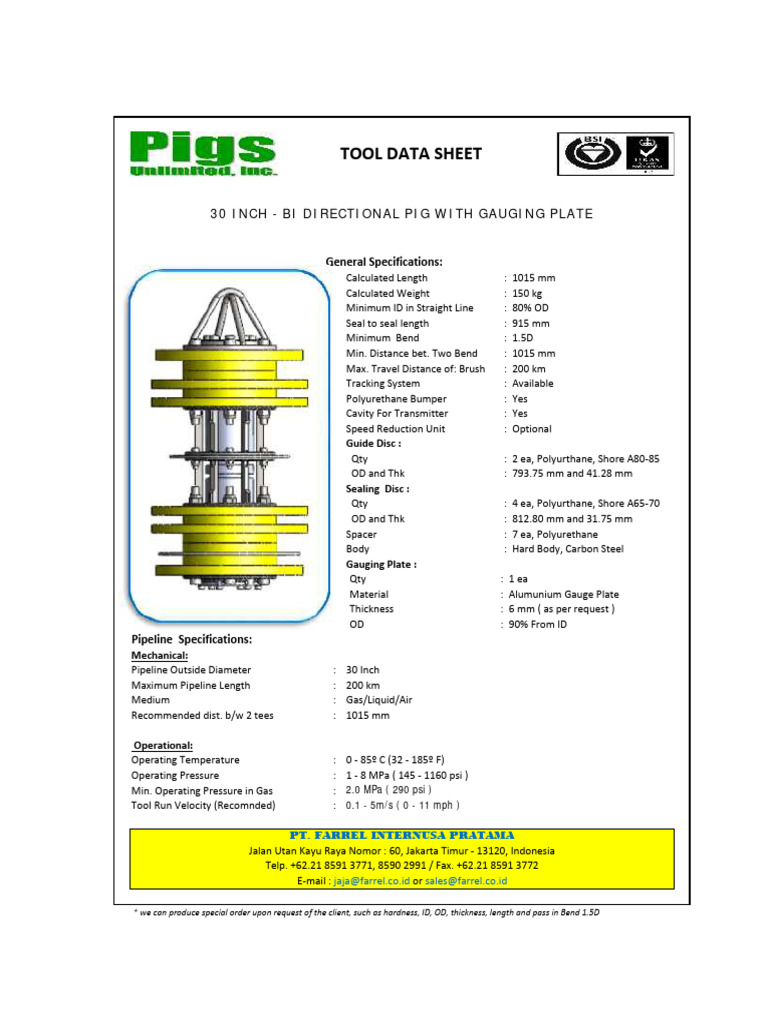 B.6. 3. E. BiDi Pig With Gauging Plate | PDF | Pipeline Transport | Polyurethane