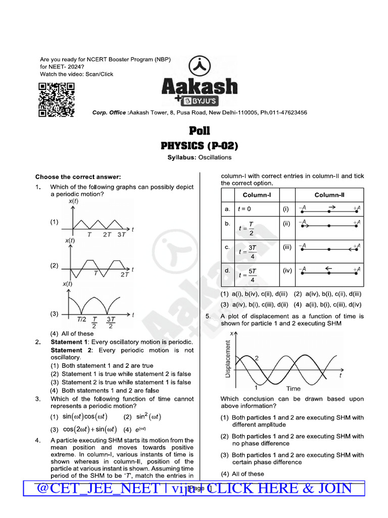 POLL 2 P+C+B+Z OYM Batch Que Paper @CET - JEE - NEET | PDF | Cellular ...