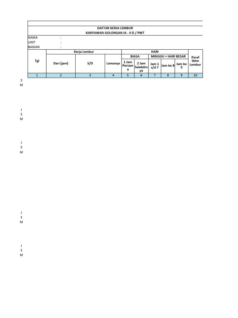 Contoh Form Lembur | PDF