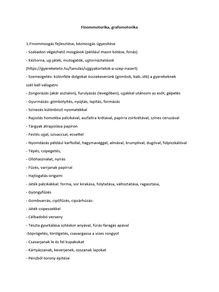 Finommotorika, Grafomotorika | PDF