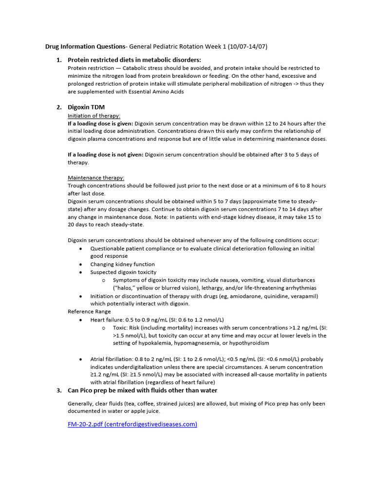 Drug Information Questions - WK 4 | PDF | Dose (Biochemistry) | Chemistry