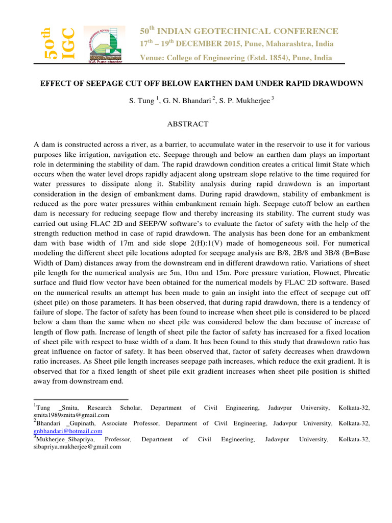 IGC-2015 Submission 167 | PDF | Soil Mechanics | Dam