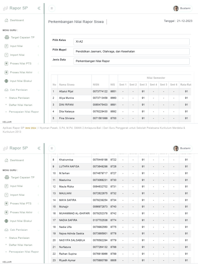 Rapor SP - C2 Aplikasi E-Rapor Kurikulum Merdeka Dan Kurikulum 2013 Jenjang SD, SMP, SMA, SMK ...