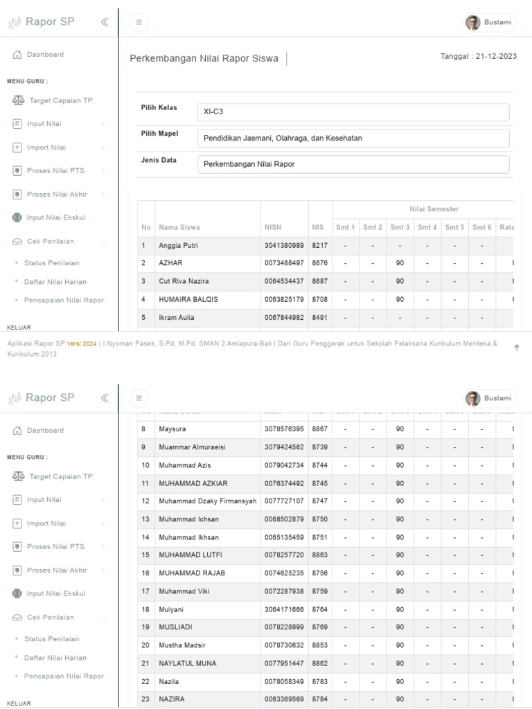 Rapor SP XI6 - Aplikasi E-Rapor Kurikulum Merdeka Dan Kurikulum 2013 Jenjang SD, SMP, SMA, SMK ...