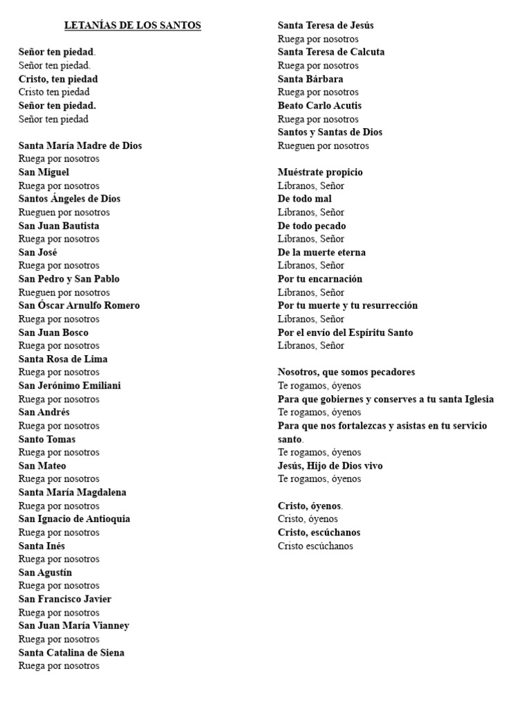 Letanías de Los Santos | PDF