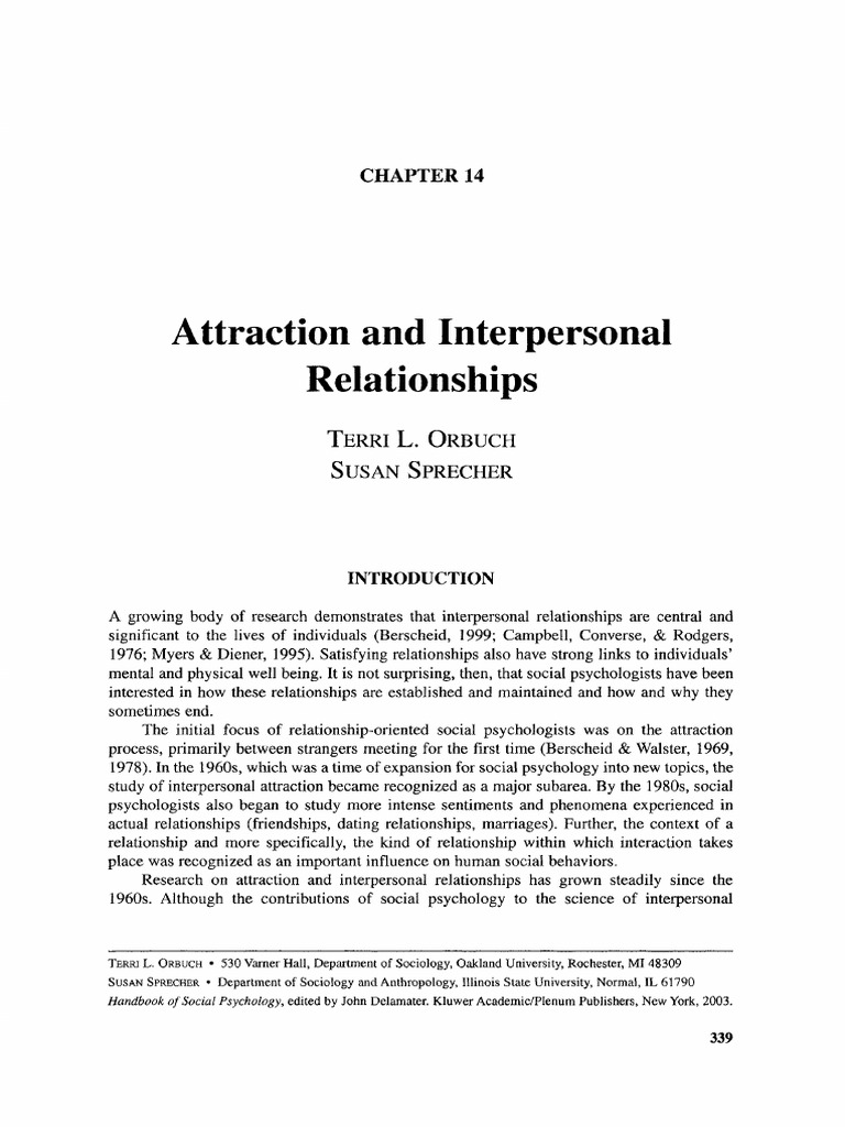 Attraction and Interpersonal Relationships | PDF | Social Psychology | Interpersonal Relationships