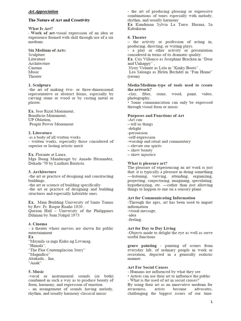 Special Topic Art Appreciation | PDF | Composition (Visual Arts ...