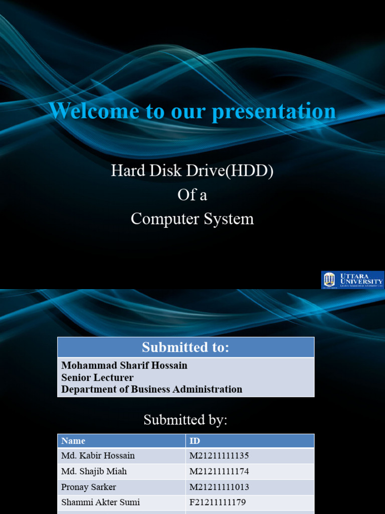 Welcome To Our Presentation: Hard Disk Drive (HDD) Ofa Computer System | PDF | Hard Disk Drive ...