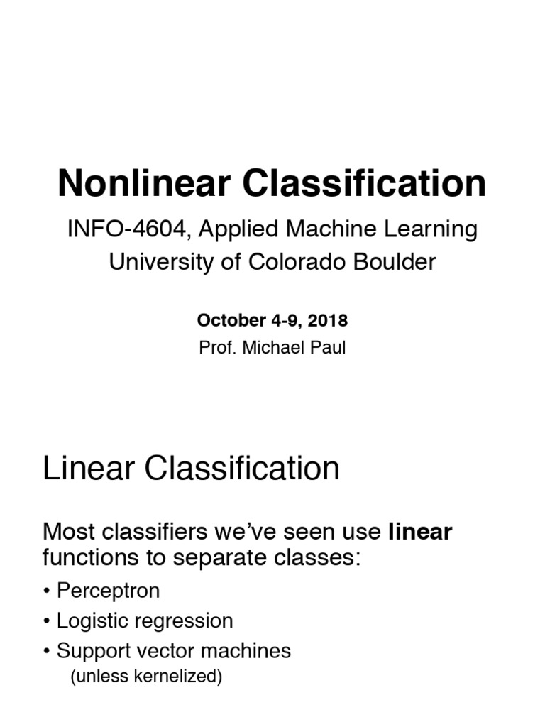 Nonlinear Classification Techniques Explained | PDF | Support Vector ...