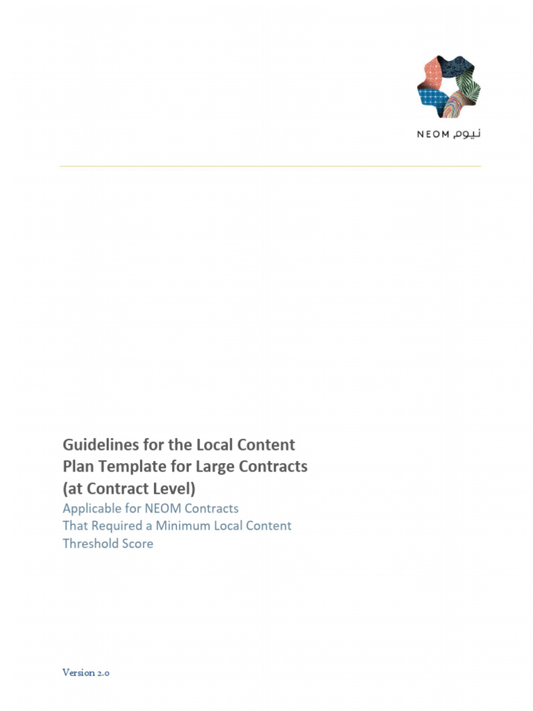 Guidelines For The Local Content Plan Template For Large Contracts (At ...
