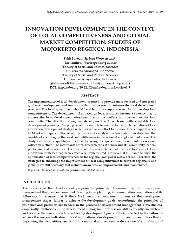 Journal Malindo 2019 Download Free PDF Innovation Economic Growth