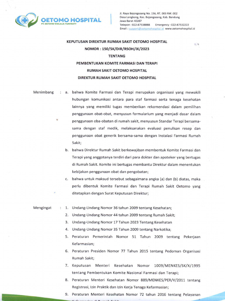 SK Komite Farmasi Dan Terapi | PDF