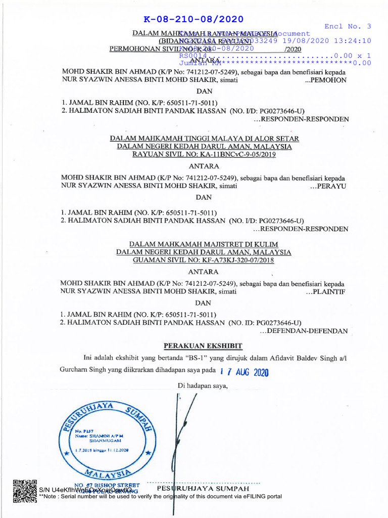 Encl 3 - Eksibit BS1 | PDF