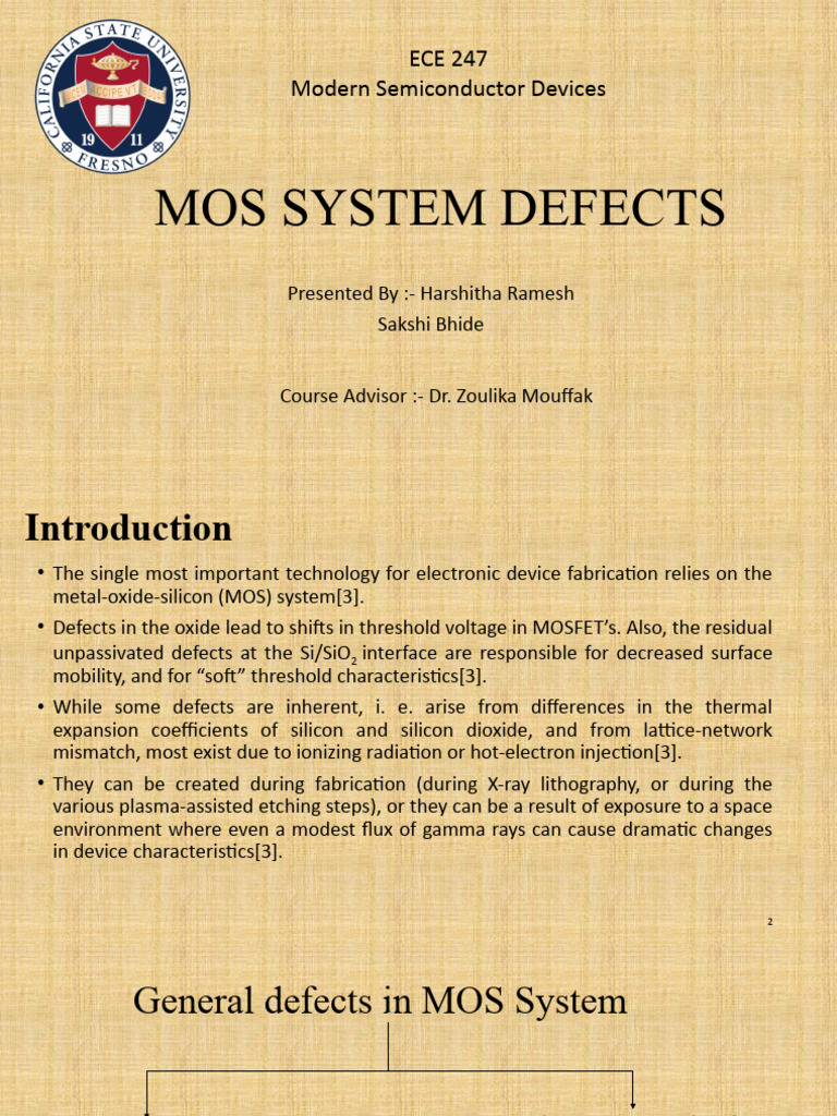 Mos System Defects | PDF | Mosfet | Field Effect Transistor