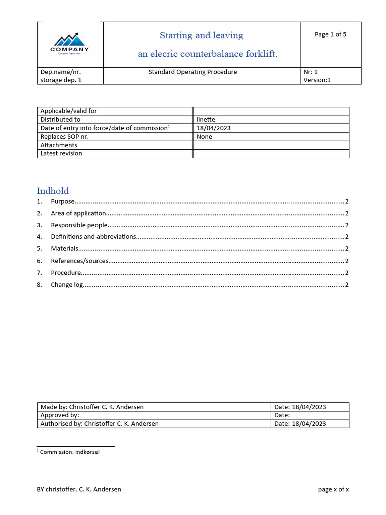 SOP Truck Christoffer | PDF | Forklift | Automotive Industry