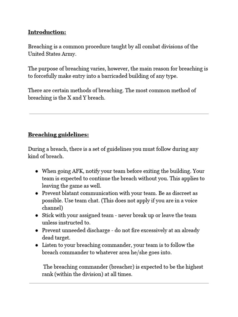 Breach Formations and Tactics | PDF | Securities | Hazards