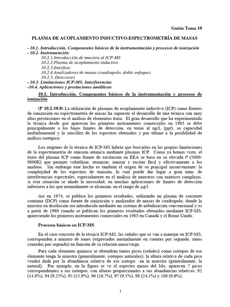 Guía de ICP-MS: Instrumentación y Aplicaciones | PDF | Espectrometría de masas | Espectrómetro