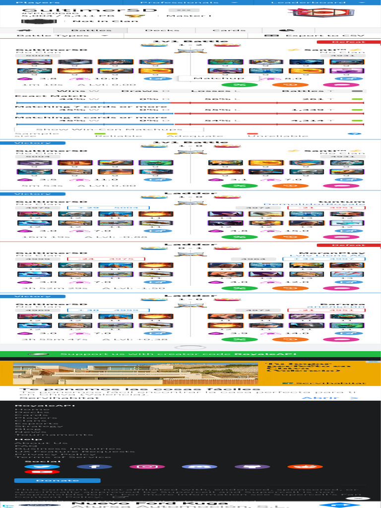 GultimerSD #YPL20G8G Battle Log Player Profile in Clash Royale - RoyaleAPI | PDF