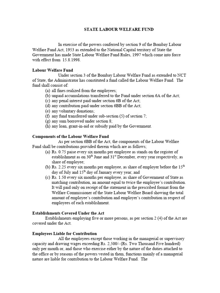 Welfare Fund | PDF | Employment | Welfare