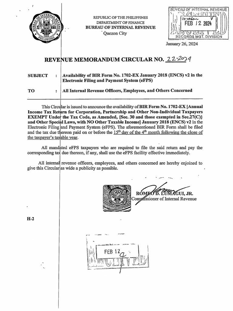 RMC No. 22-2024 | PDF