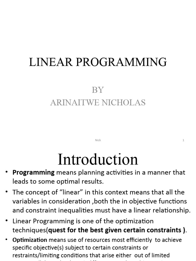 MTH 3202 Linear Programming | PDF | Mathematical Optimization | Linear Programming