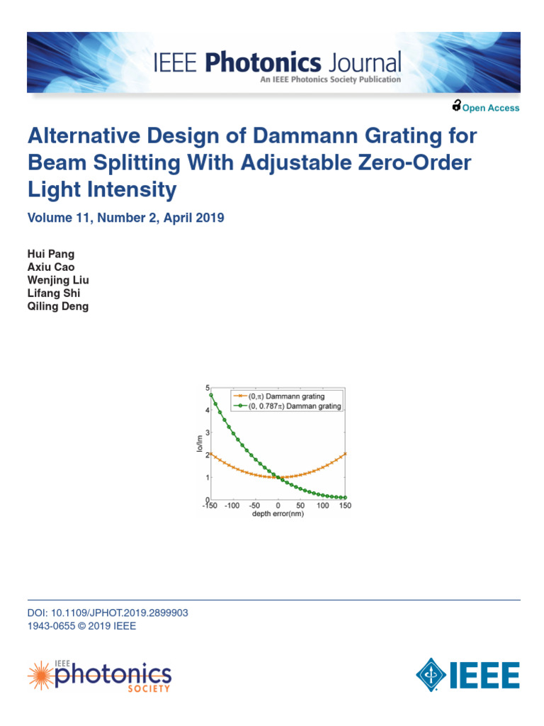 Alternative Design of Dammann Grating For Beam Splitting With Adjustable Zero-Order Light ...