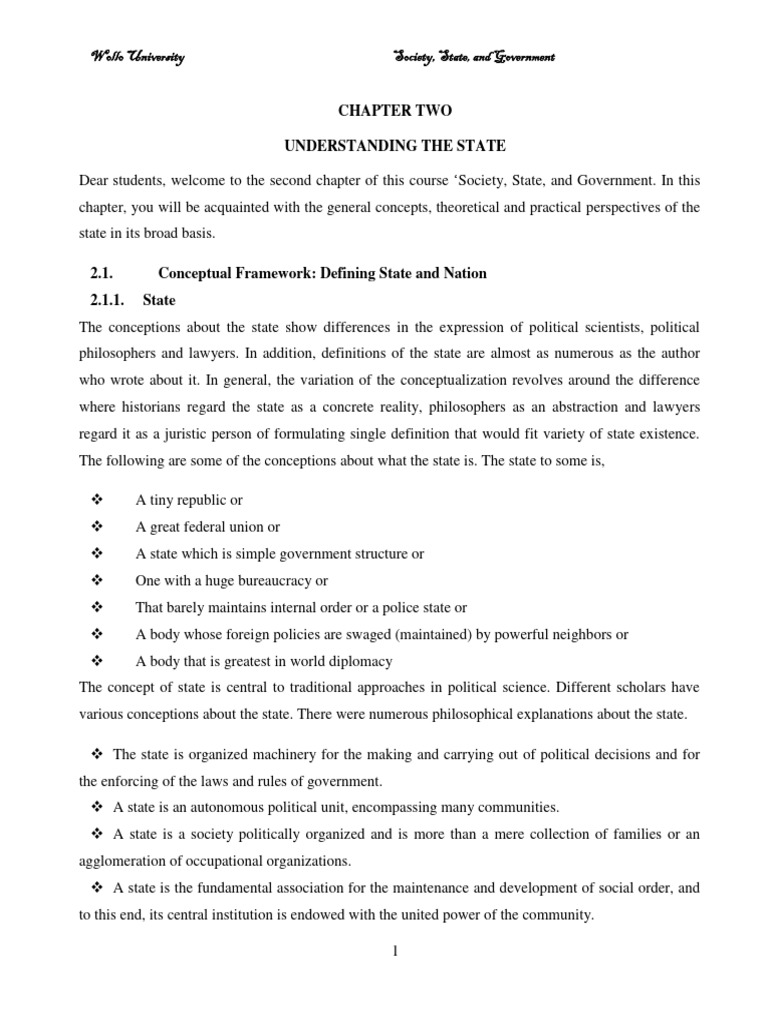 Chapter Two-Understanding The State | PDF | State (Polity) | Social Contract