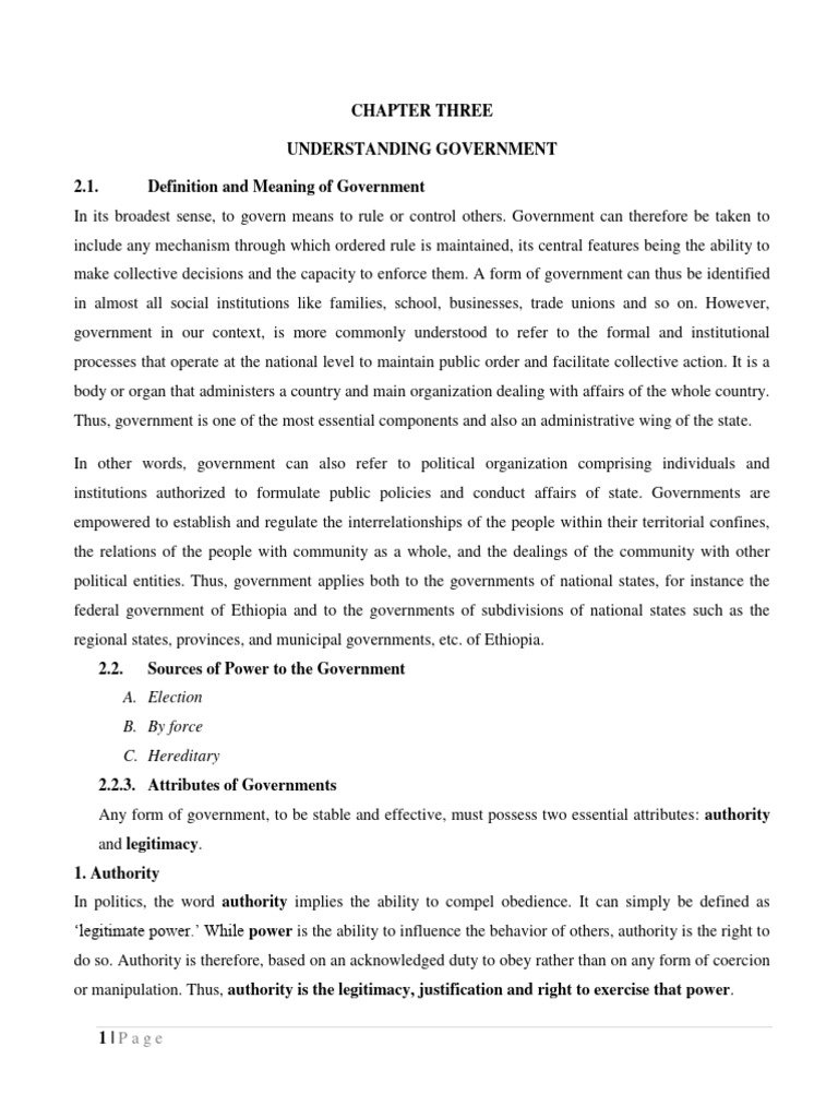 Chapter Three-Understanding Government | PDF | Legitimacy (Political ...