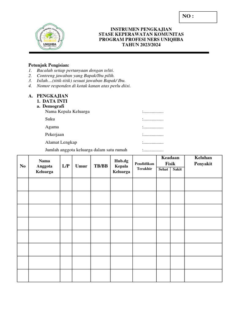 Instrumen Pengkajian Komunitas Desa - Uniqhba | PDF