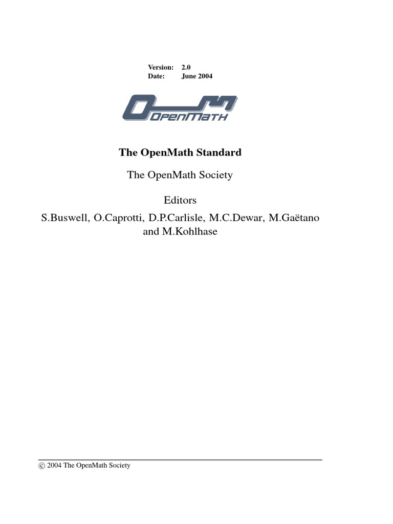 The Openmath Standard | PDF | Xml Schema | Xml