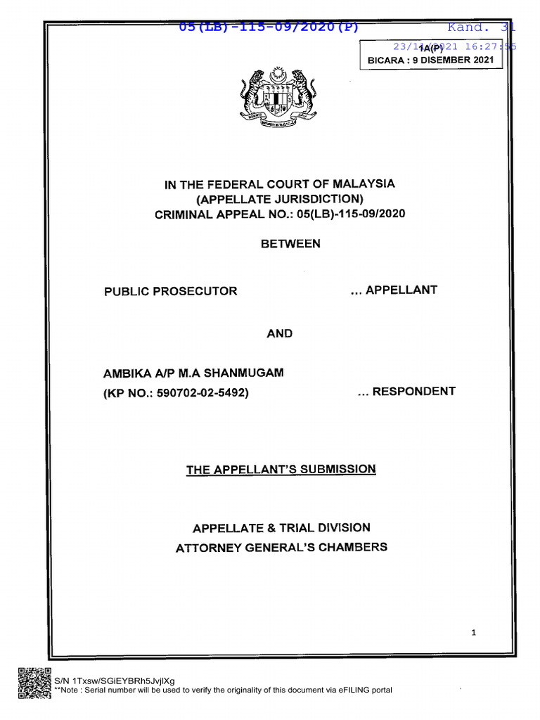 Kand 31 Hujahan Bertulis Pihak Perayu Difailkan 23112021 Pdf Lexicology Data Model