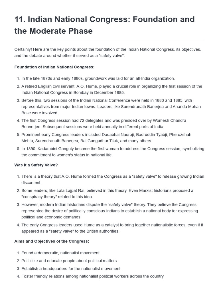 Indian National Congress - Foundation and The Moderate Phase | Download ...