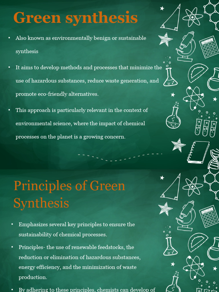Principles of Green Synthesis Explained | PDF | Chemistry | Green Chemistry