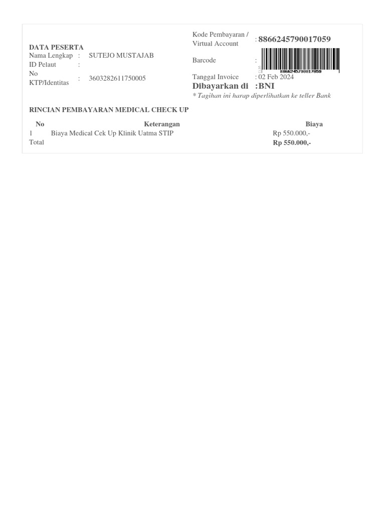 SUTEJO MUSTAJAB - Invoice - Mcu | PDF